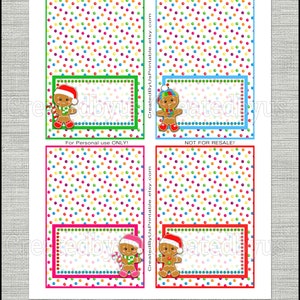 Gingerbread House Candy Signs Gingerbread Man Food Tent Card INSTANT ...