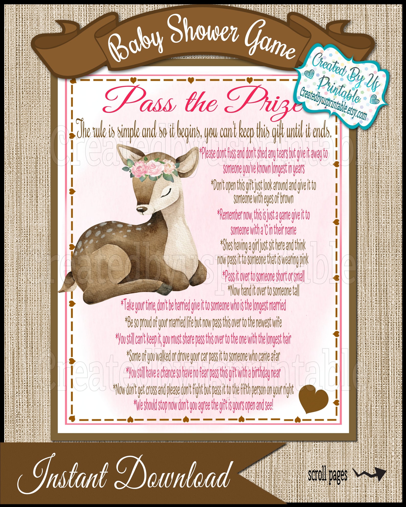 Deer Baby Shower Games Printable Game Bundle Package Baby Deer | Etsy