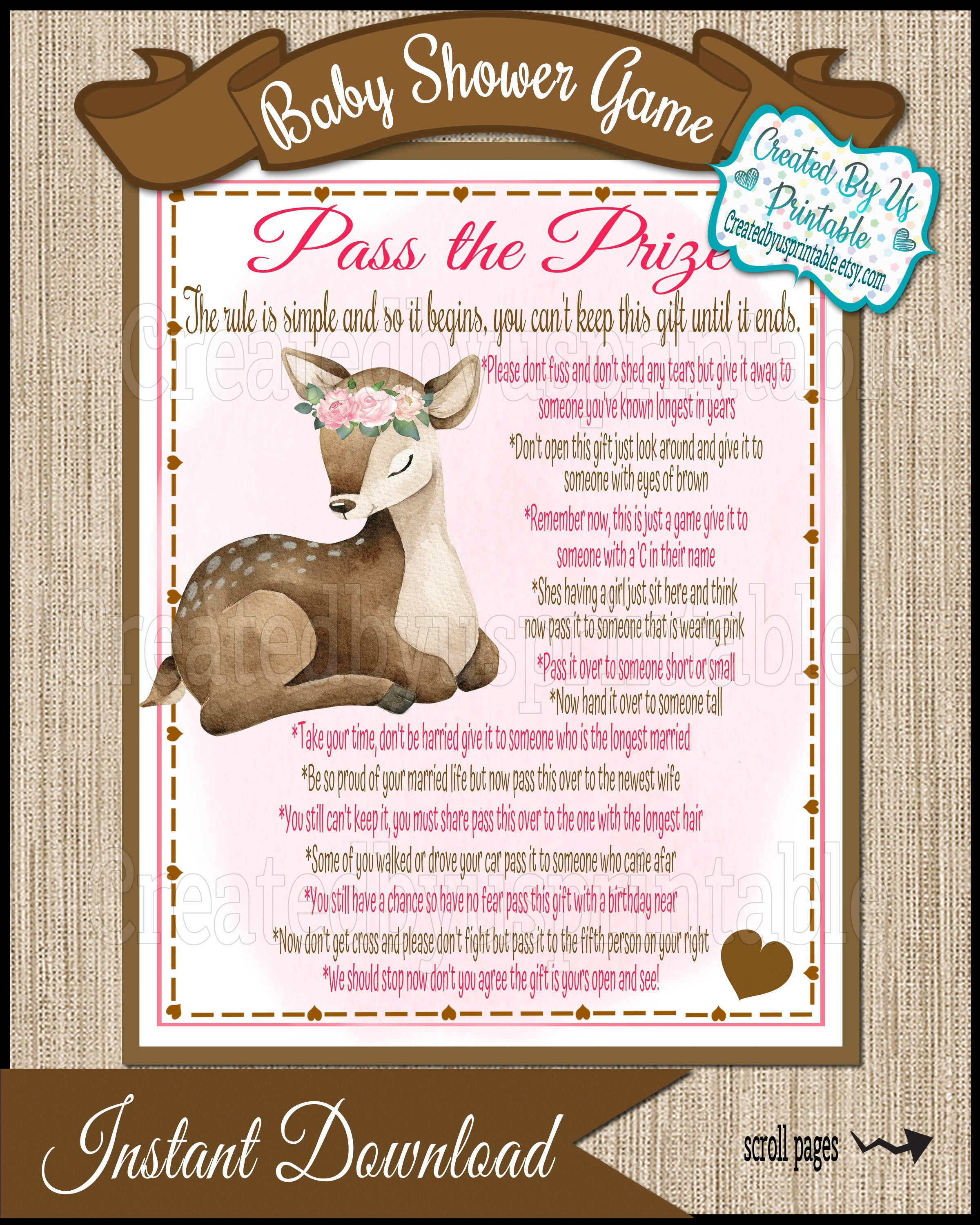 Deer Baby Shower Games Printable Game Bundle Package Baby Deer | Etsy