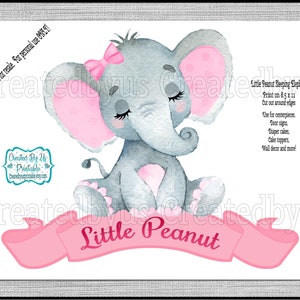Baby Girl Elephant Centerpiece Baby Elephant Cake Topper Little Peanut ...