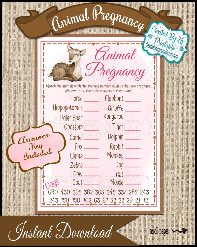 Deer Baby Shower Games Printable Game Bundle Package Baby Deer | Etsy