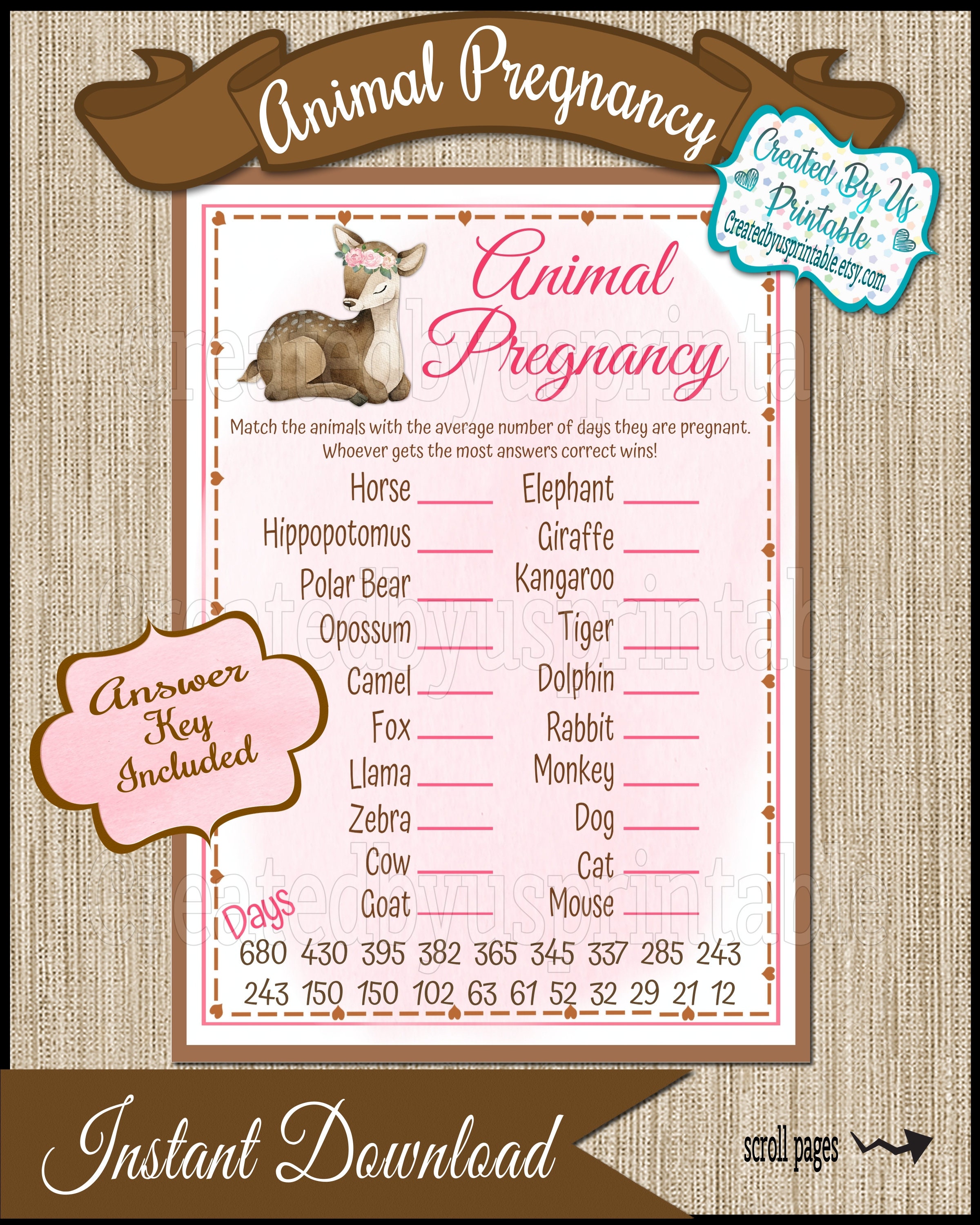 Deer Baby Shower Games Printable Game Bundle Package Baby Deer | Etsy