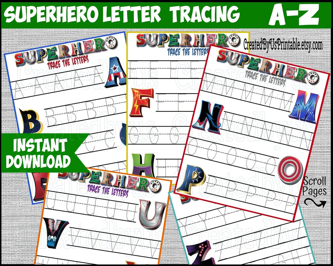 Superhero Alphabet Tracing Worksheet: A-Z Printable (digital Download ...