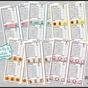 Bridge Tally Cards Bridge Tally Sheets Month Themed Bridge Game ...