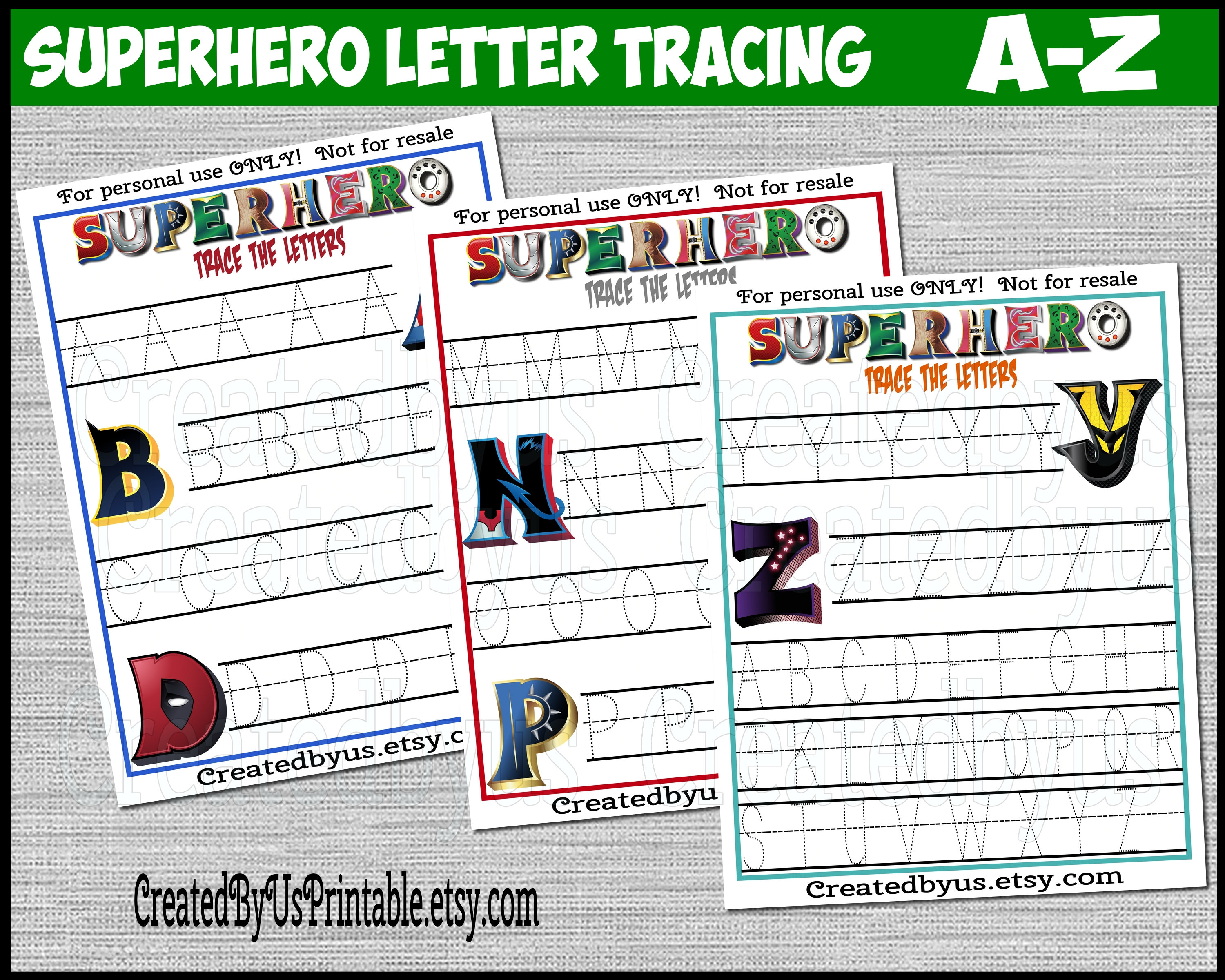 Superhero Alphabet Tracing Worksheet: A-Z Printable (digital Download ...