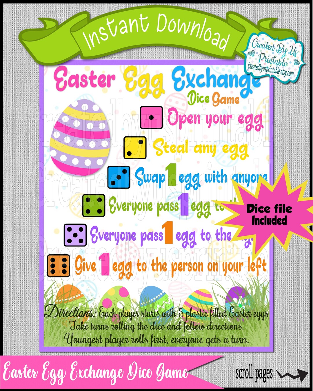 Easter Egg Exchange Dice Game Easter Party Game Group Party Activities ...
