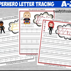 26 Alphabet Superhero Phonics Superhero A-Z Trace Worksheet Preschool ...