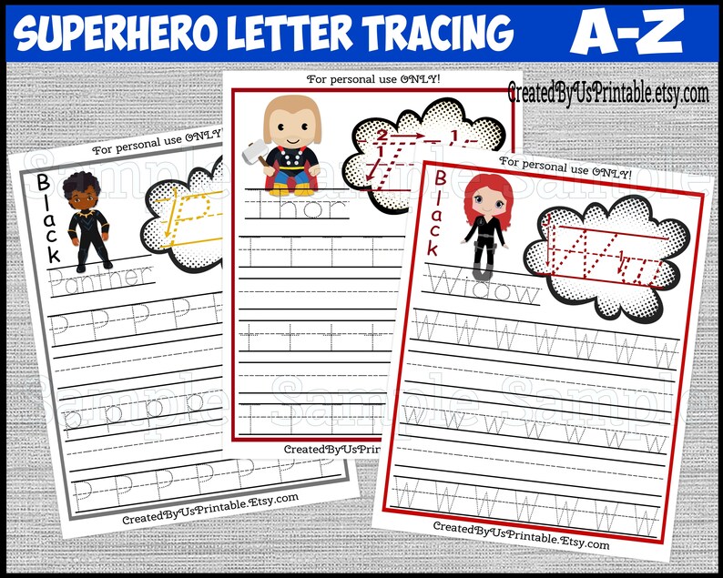 26 Alphabet Superhero Phonics Superhero A-Z Trace Worksheet - Etsy