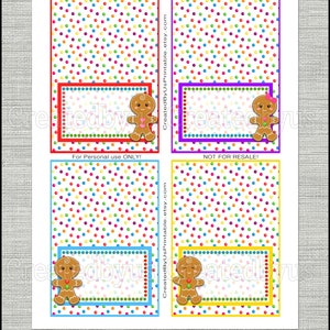 Gingerbread House Candy Signs Gingerbread Man Food Tent Card INSTANT ...