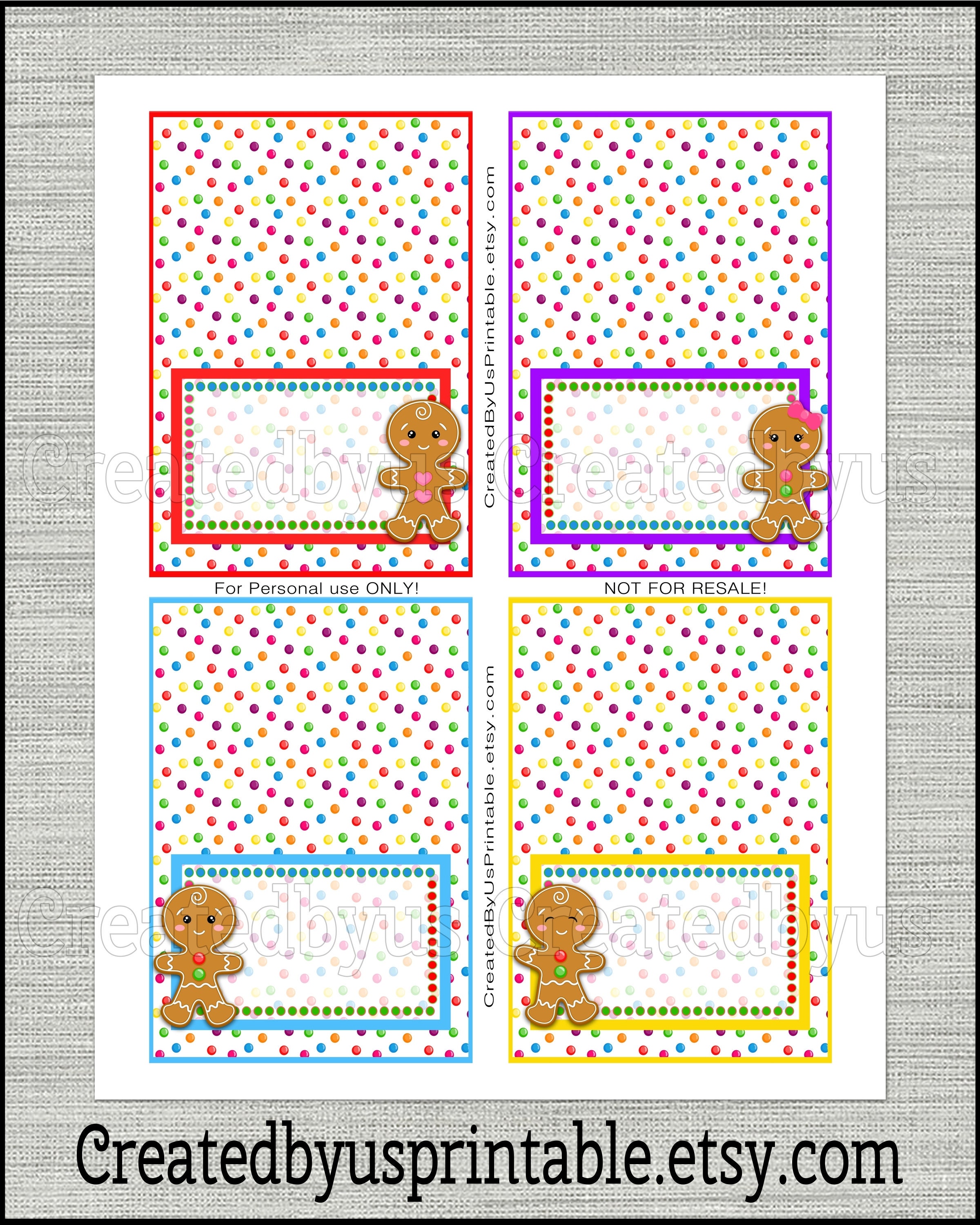 Gingerbread House Candy Signs Gingerbread Man Food Tent Card INSTANT ...