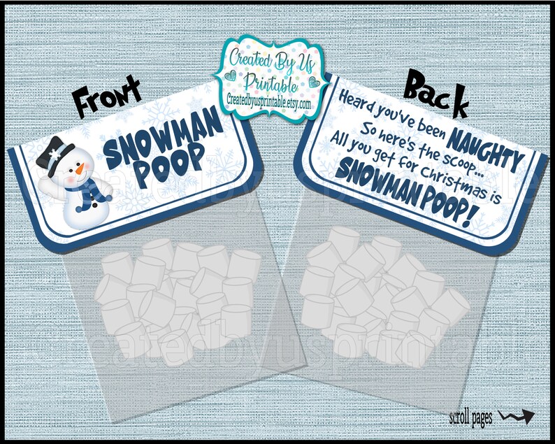 Snowman Poop Bag Toppers Treat Bag Toppers Printable Christmas Toppers ...