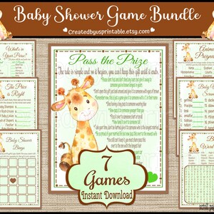 Giraffe Baby Shower Games Printable Game Bundle Package Baby Giraffe ...