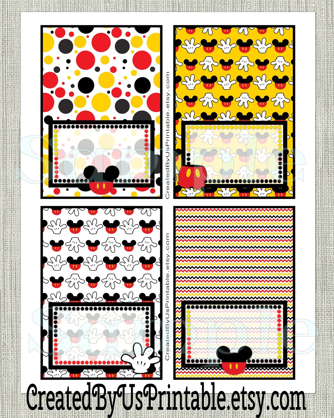 INSTANT DOWNLOAD Mickey Food Tent Cards EDITABLE Mickey Place Cards ...
