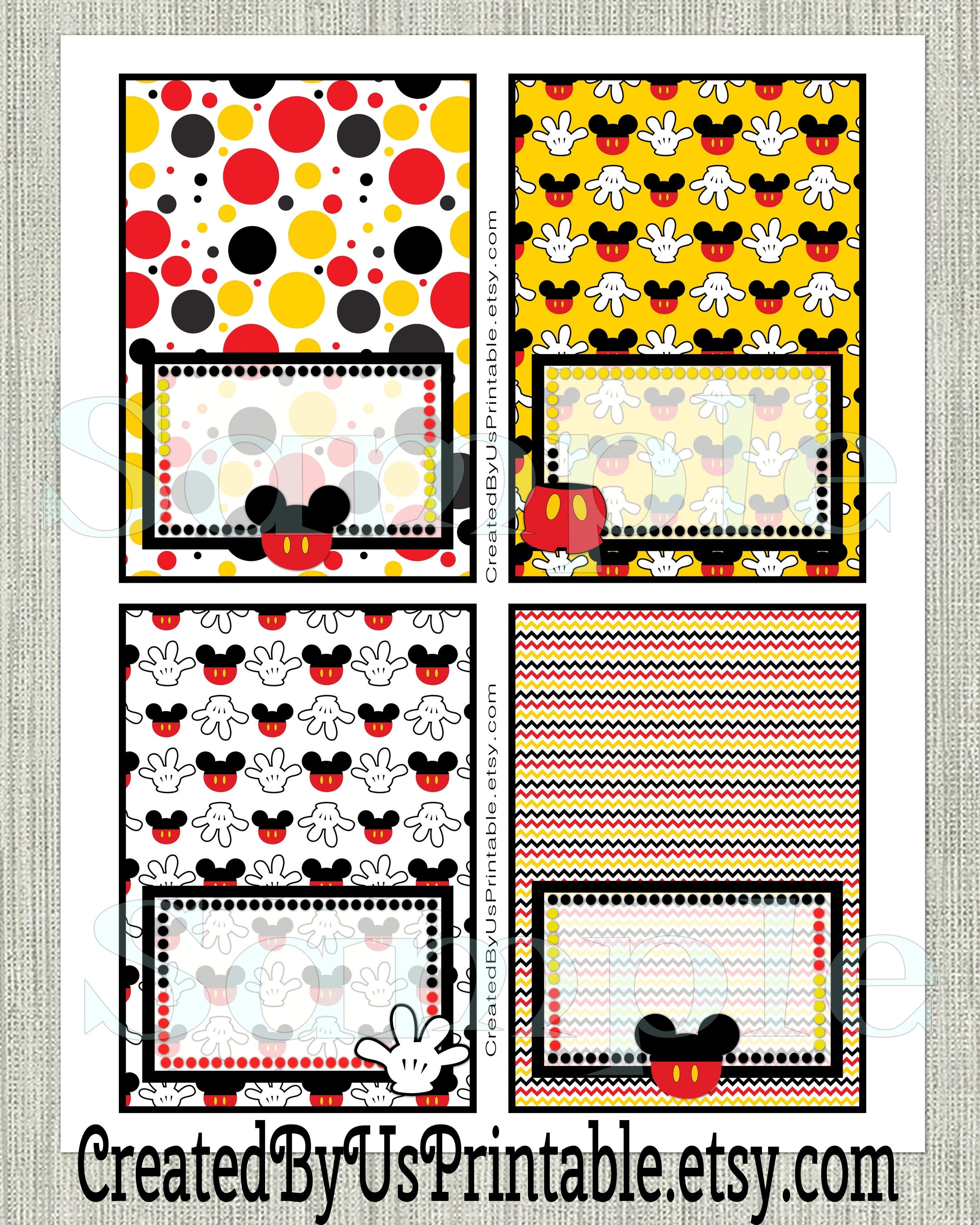 INSTANT DOWNLOAD Mickey Food Tent Cards EDITABLE Mouse Place Cards ...