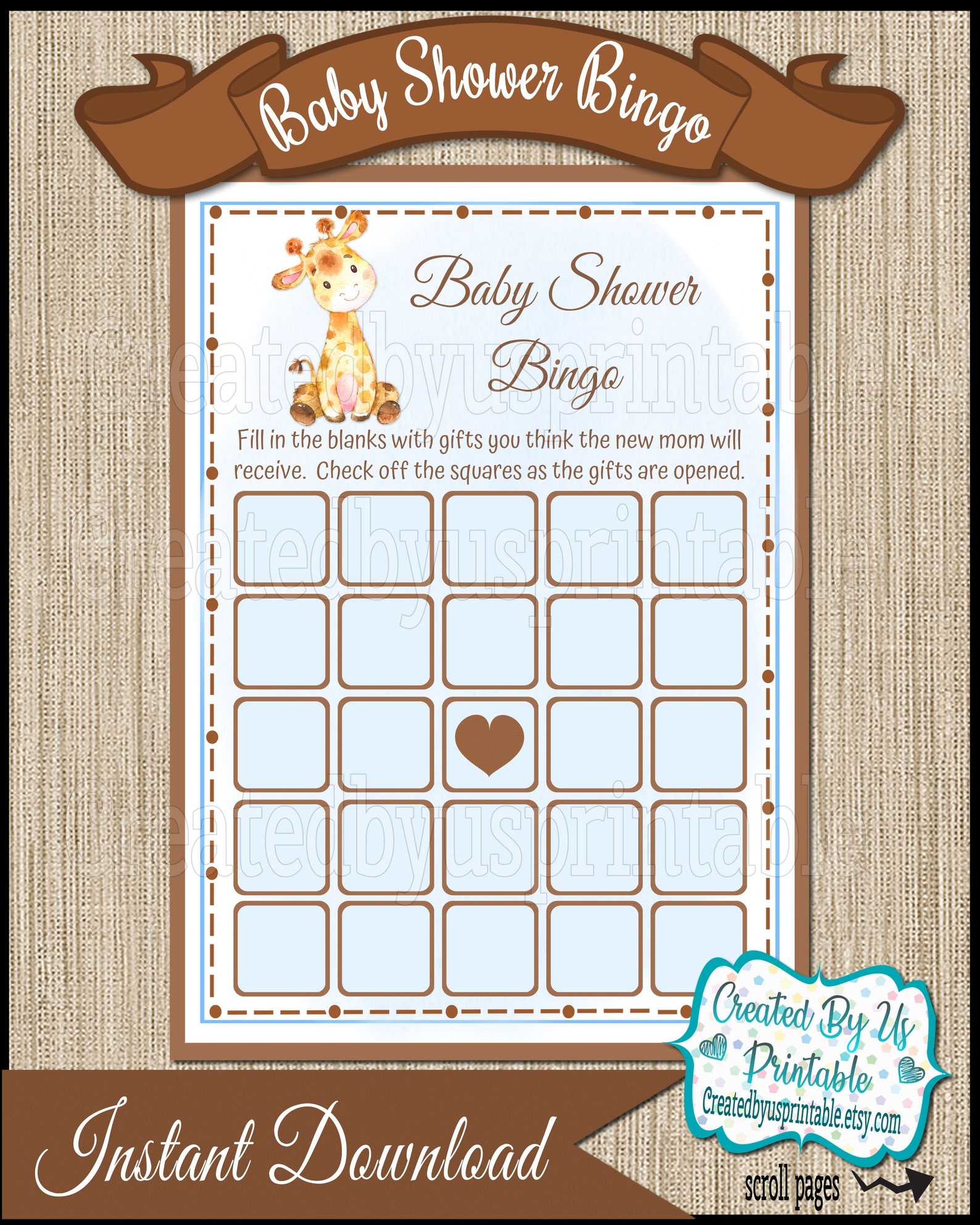 Giraffe Baby Shower Games Printable Game Bundle Package Baby | Etsy
