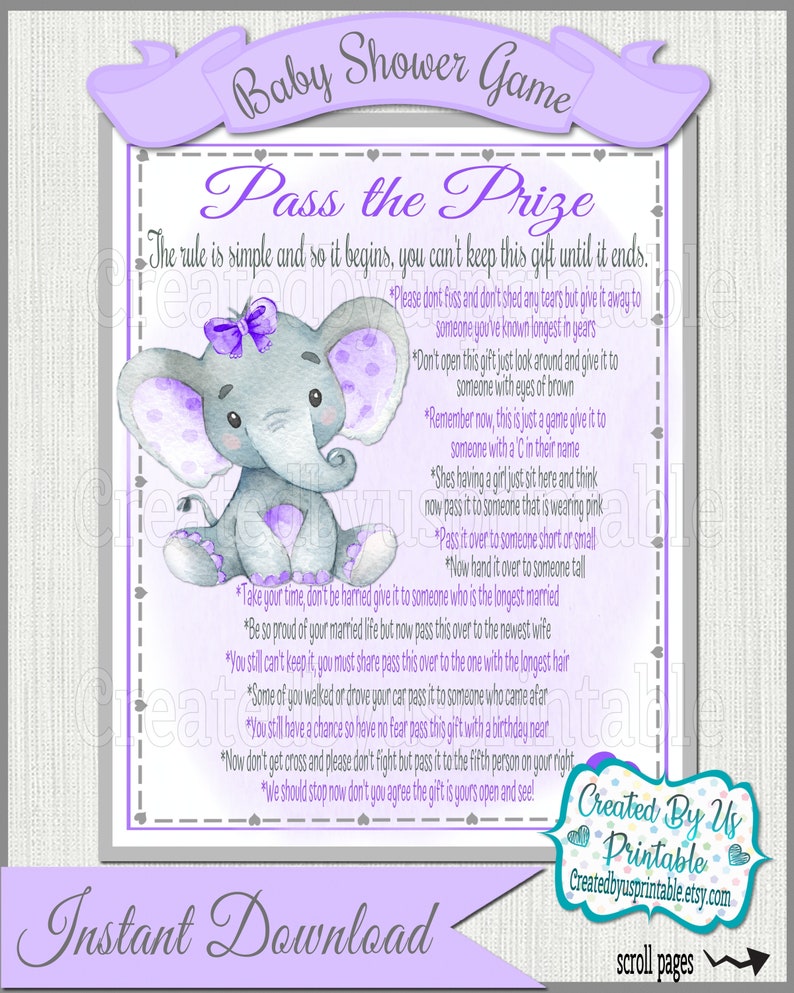 Elephant Baby Shower Games Printable Game Bundle Package Baby Elephant ...