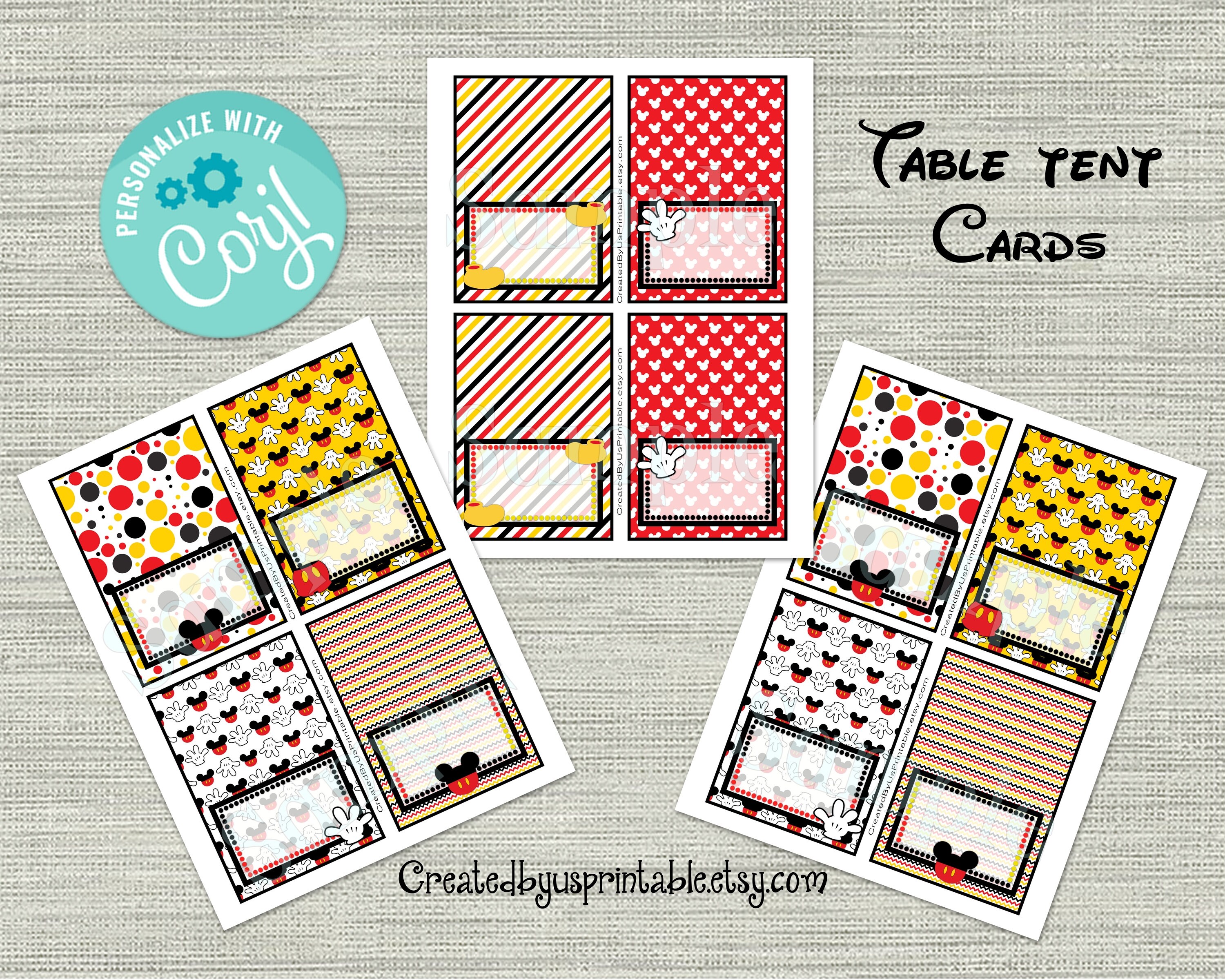 INSTANT DOWNLOAD Mickey Food Tent Cards EDITABLE Mouse Place Cards ...