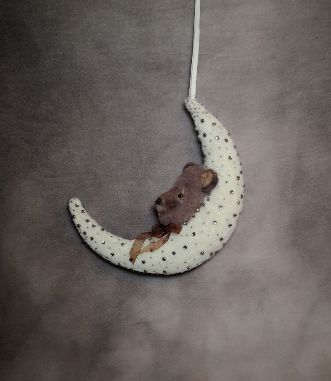 Magic Teddy Bear Moon Pendant Magic Moon Bear in Vintage Style Wool ...