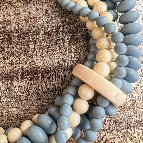 1980's Napier 6 String Chunky Beaded Necklace Pale Bl… - Gem