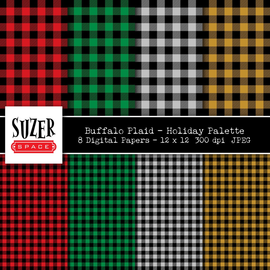Holiday Buffalo Plaid digital paper Holiday Buffalo Check | Etsy