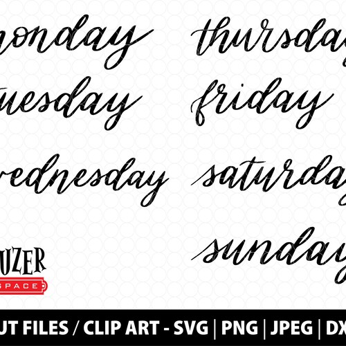 Days of the Week Svg Week Svg Hand Lettered Svg Calendar - Etsy