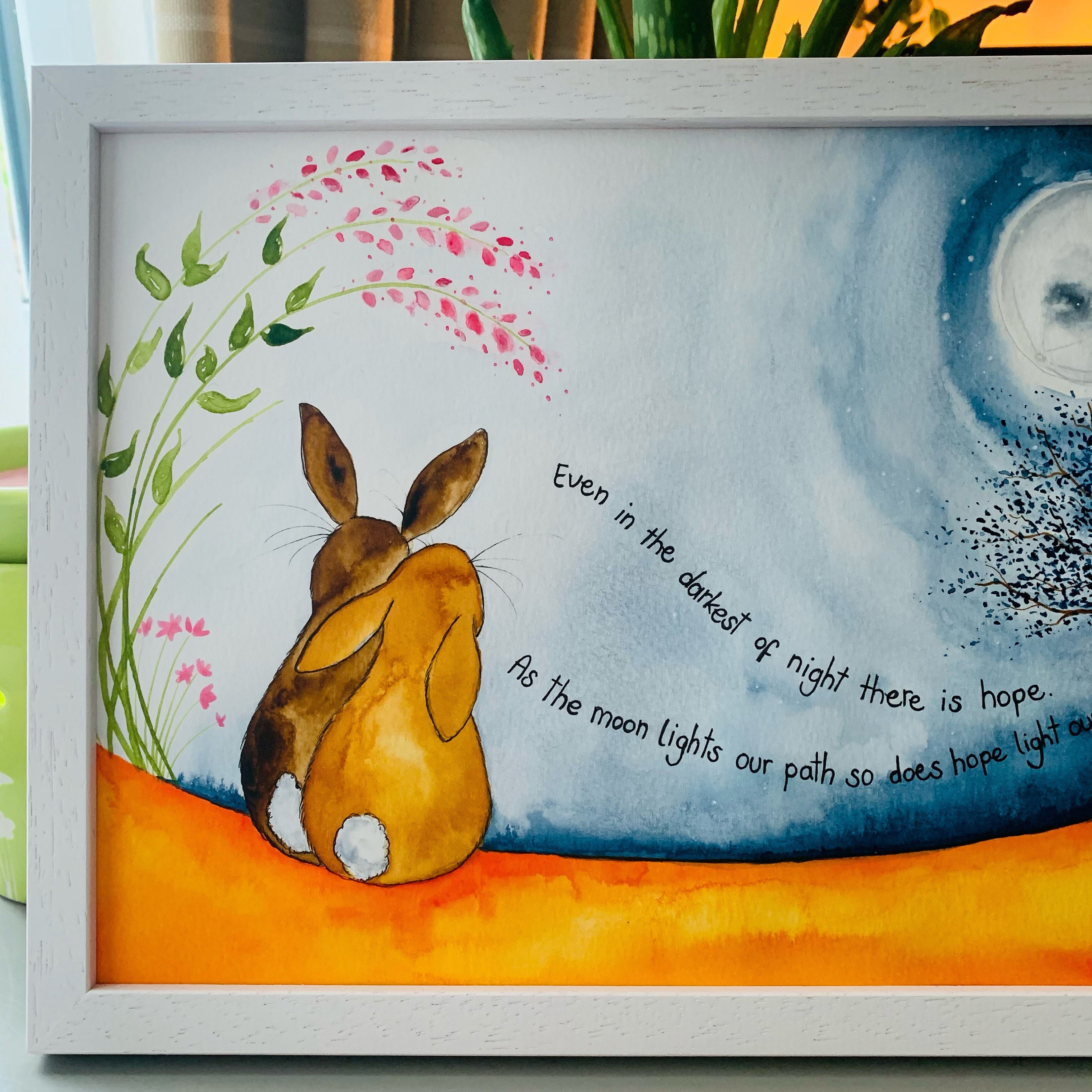 Cute Moon Gazing Bunny Rabbits High Quality Print of My - Etsy UK