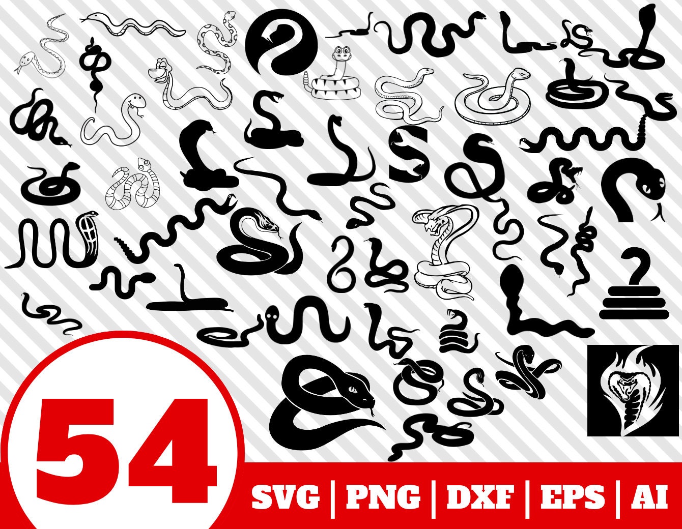 54 SNAKE SVG BUNDLE snake clipart snake vector snake | Etsy