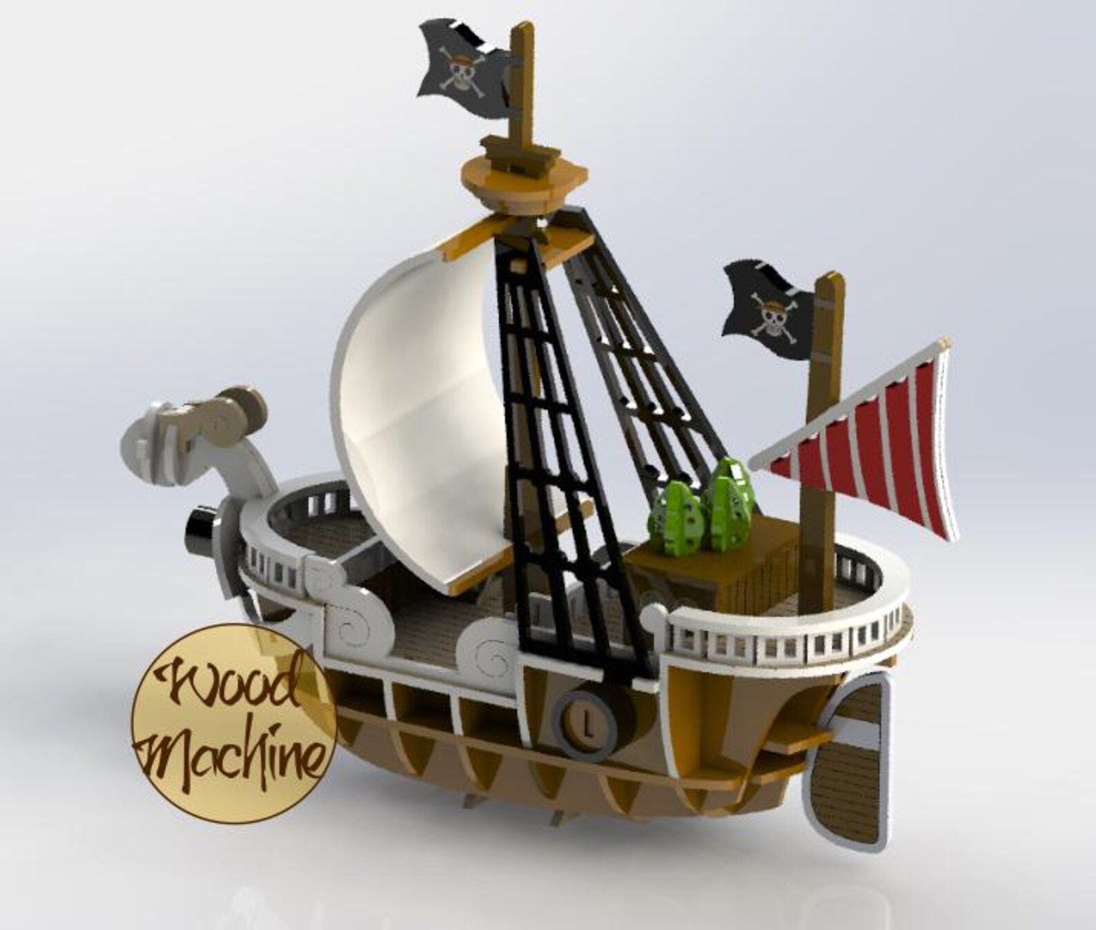 ONE PIECE Going Merry Ship Lasercut (rdworks - Cdr - Dwg - Dxf - Pdf ...