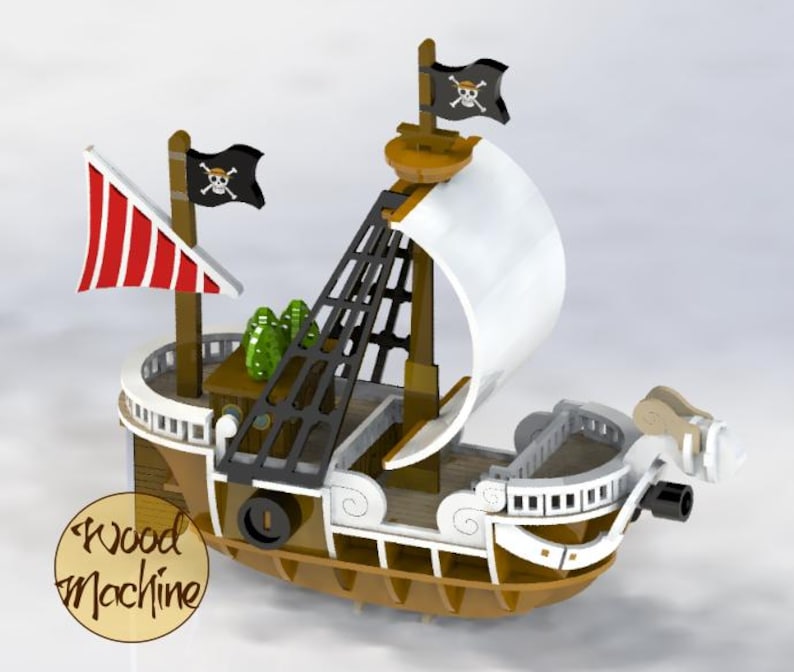 ONE PIECE Going Merry Ship Lasercut (rdworks - Cdr - Dwg - Dxf - Pdf ...