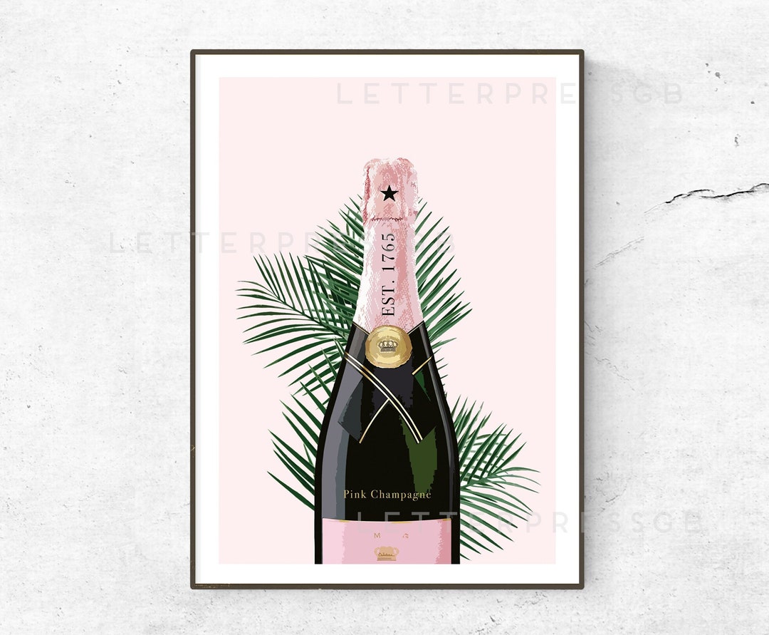 Pink Champagne Poster / Print / Fashion Poster / Champagne Wall Art ...