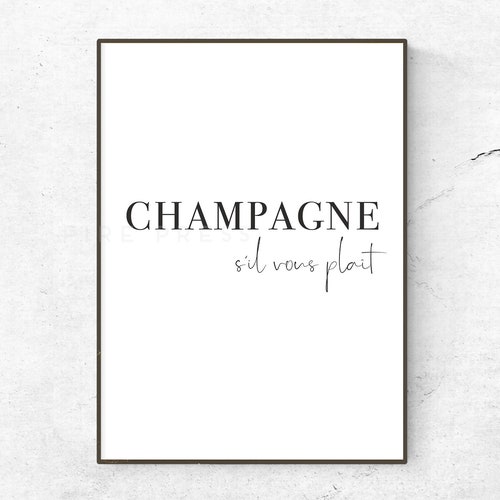 Champagne Sil Vous Plait Poster Print French Dining Kitchen - Etsy ...