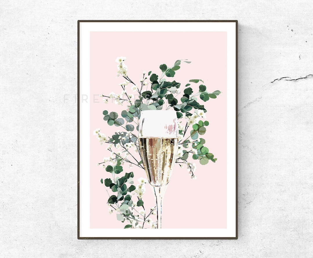 Champagne Glass Poster / Print / Fashion Print / Champagne Wall Art ...
