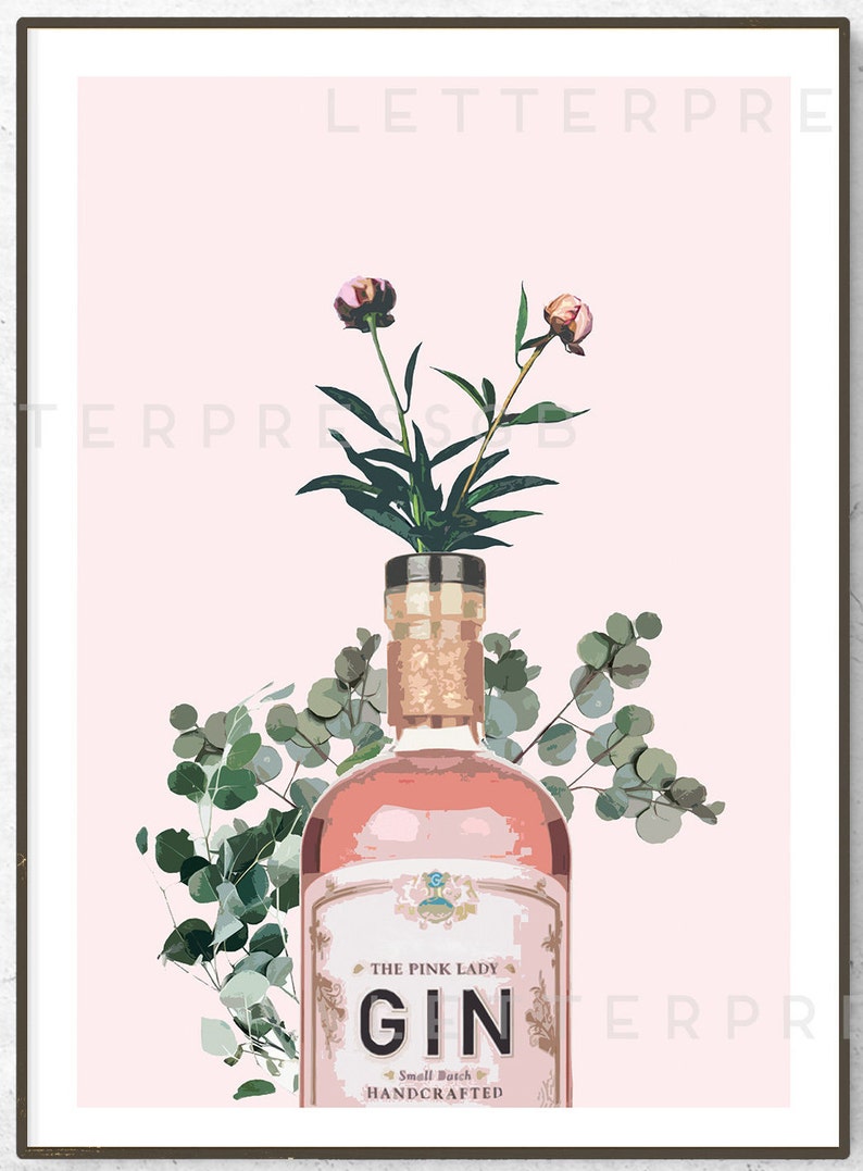 Pink Gin Poster / Print / Fashion Poster / Pink Gin Wall Art / - Etsy