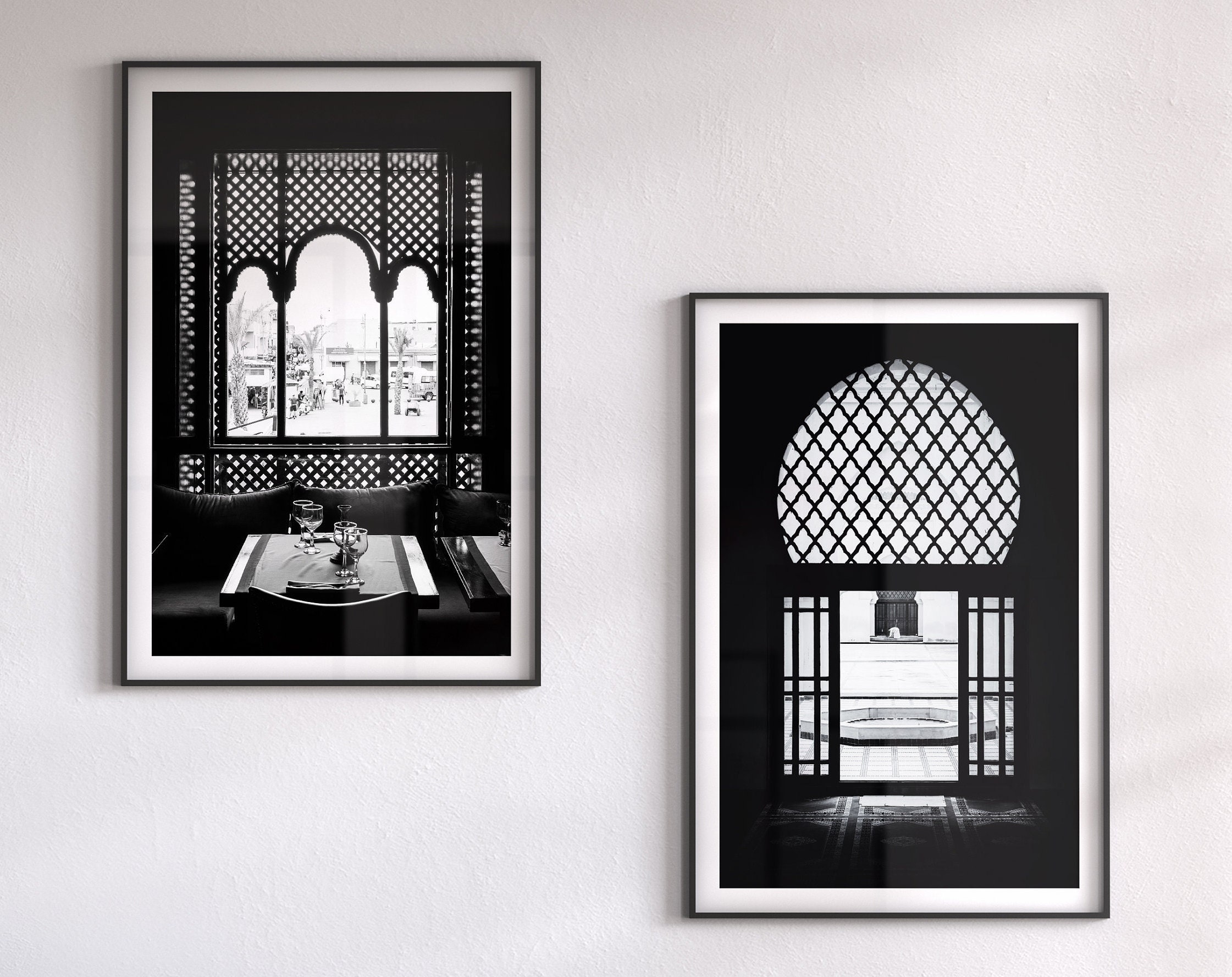 Moroccan Window Prints Set of 2 / Islamic Window / Black White - Etsy
