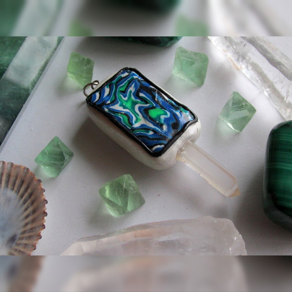 Quartz Crystal Polymer Clay Pendant - Etsy