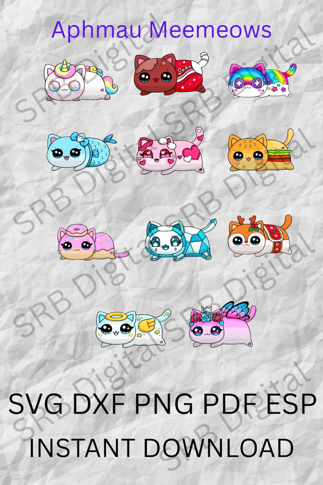 Aphmau Meemeow Cute Cats. SVG Files, PDF and PNG Files. Hamburger Cat ...