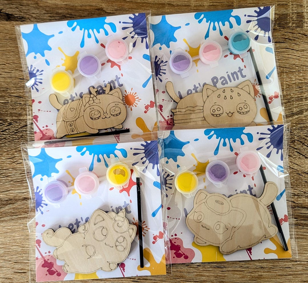 Aphmau Meemeow Cats Inspired Paintable Party Favor With Stand, Wooden ...