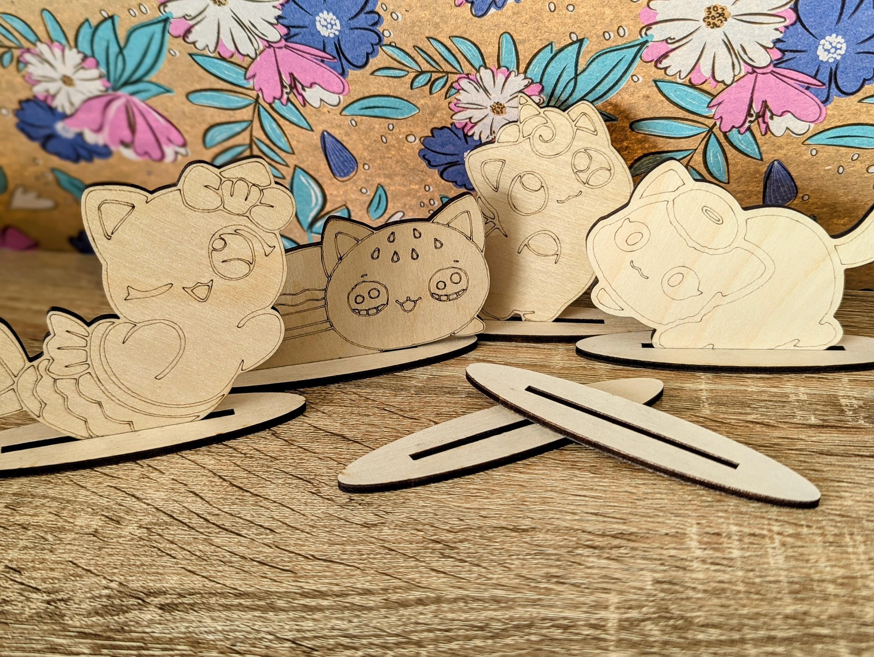 Aphmau Meemeow Cats Inspired Paintable Party Favor With Stand, Wooden ...