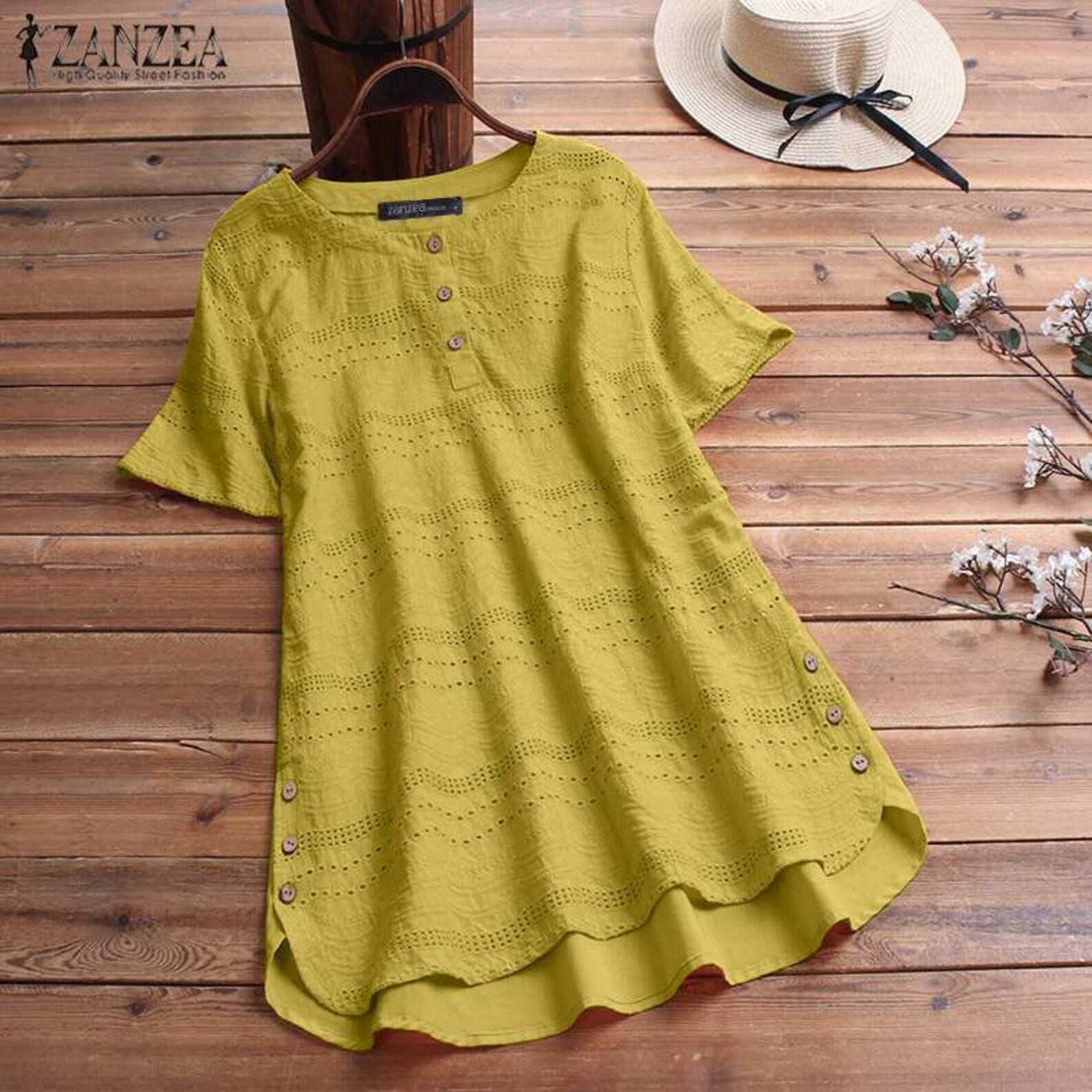 Cotton Short Sleeve Tunic Short Sleeve Tops for Women - Etsy