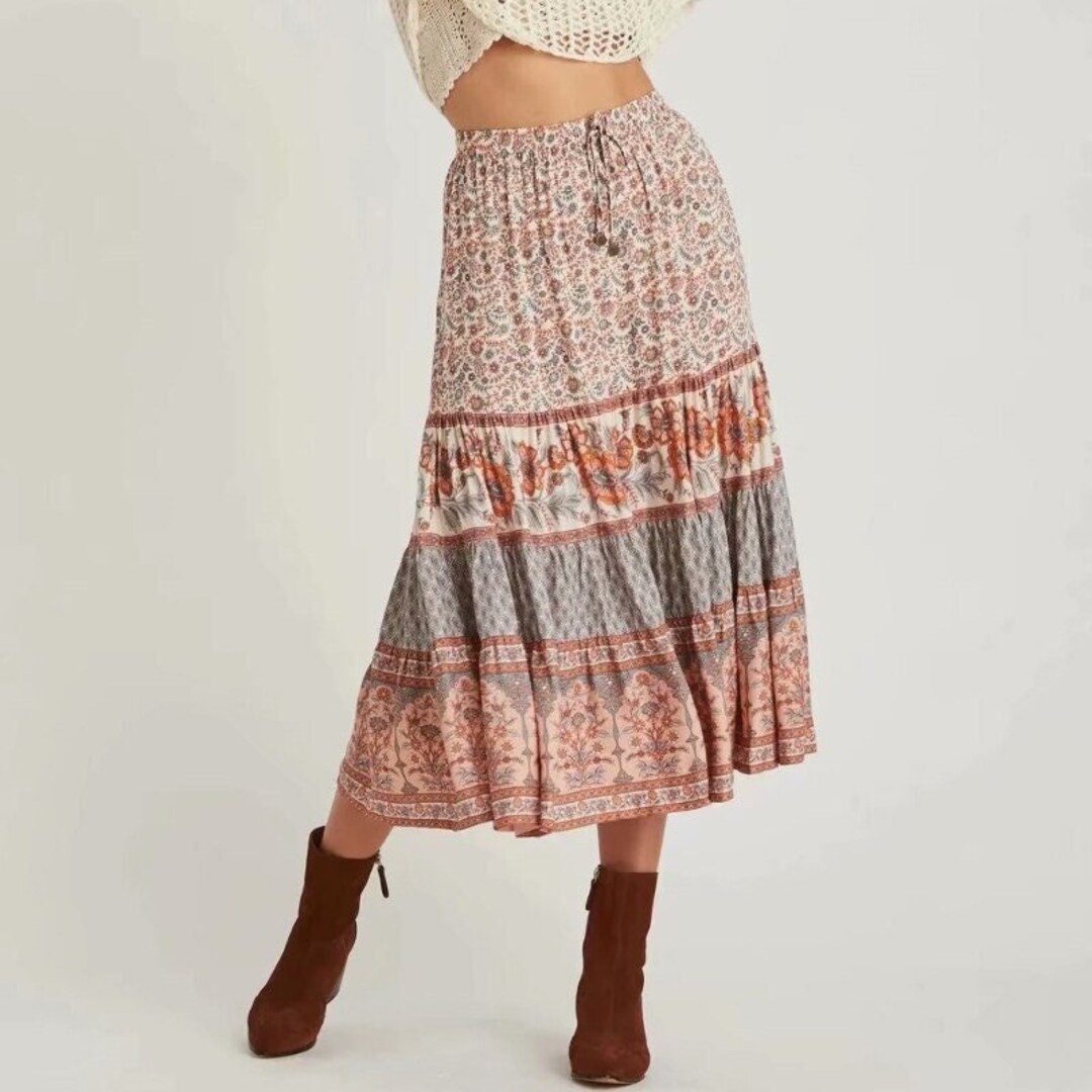 A-line Boho Floral Print Skirt for Women Long Bohemian - Etsy