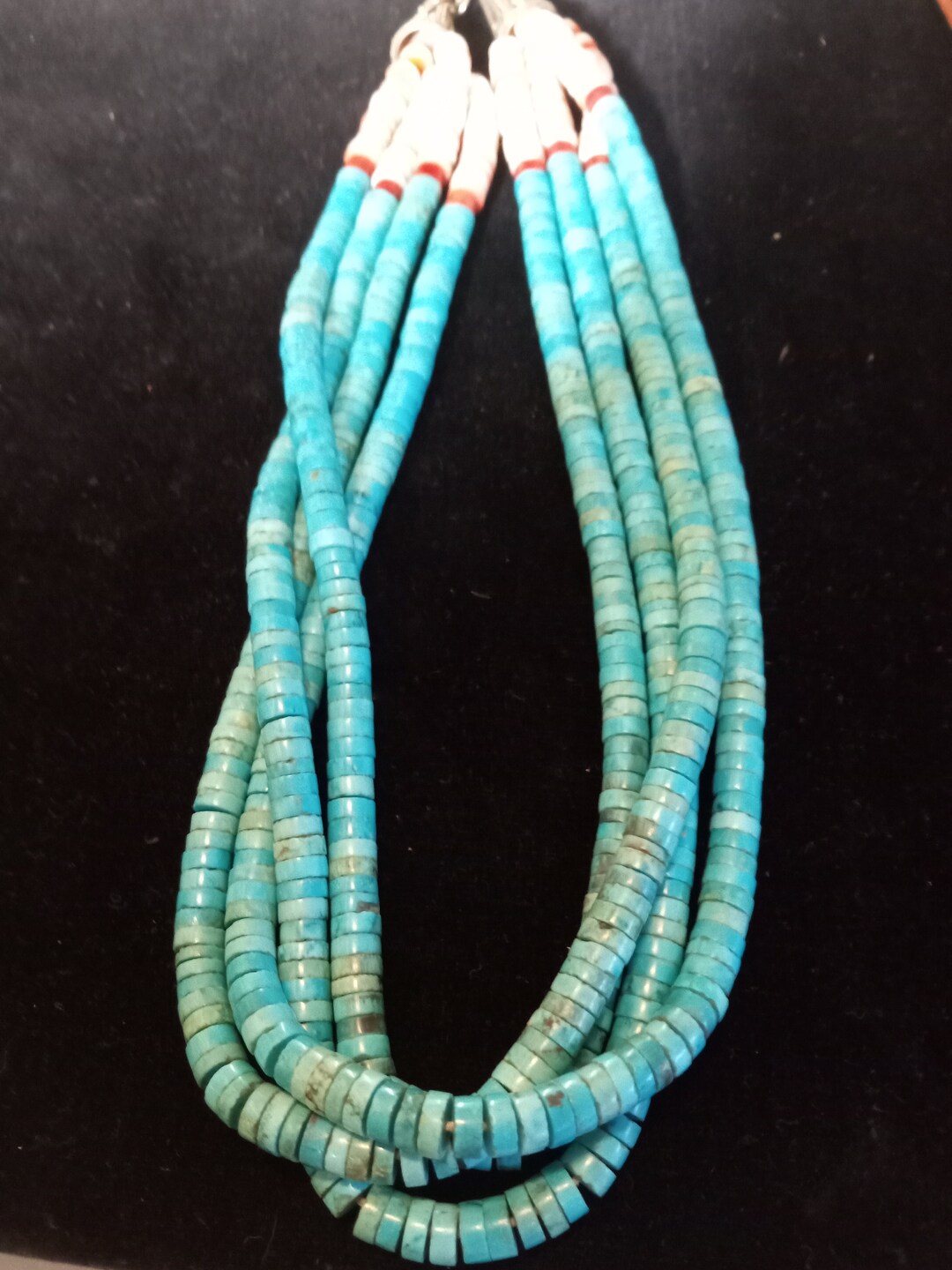 Vintage Turquoise Heishi Necklace - Etsy