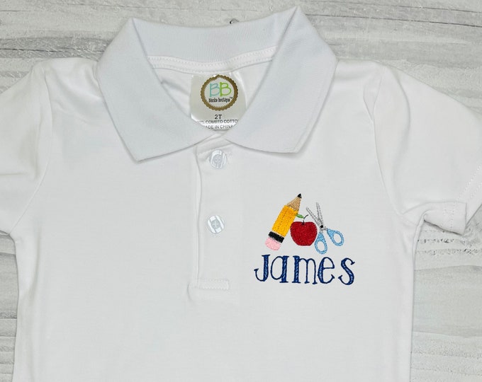 Boys Back to School Polo Shirt Monogrammed -monogrammed School Shirt ...