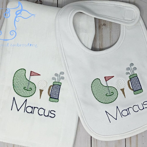 Baby Gift Golf Themed Bib and Burp Set - Etsy