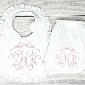 Baby Girl Bloomers and Bib Monogrammed Newborn Gift Set- Personalized ...