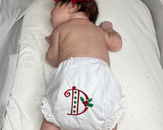 Monogrammed Infant Diaper Cover Personalized With Christmas Holly ...