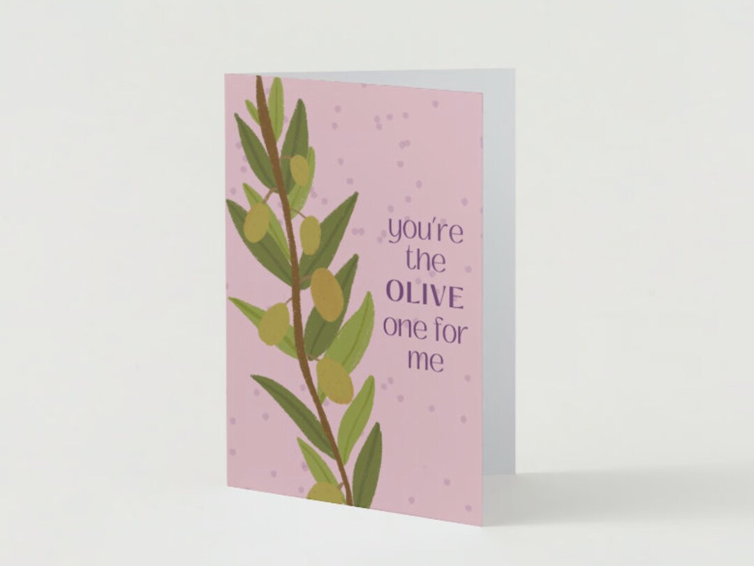 Olive You Valentine's Day Card – Illustrated Card (5x7) - Etsy