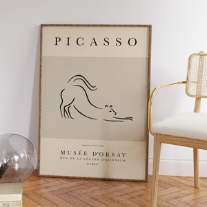 Picasso Cat Line Art Print, Neutral Home Decor, Gift for Cat Lover ...