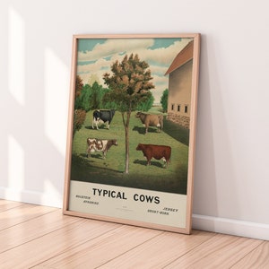 Cow Print, Cattle Wall Art, Cow Breeds Poster, Typical Cows Poster ...