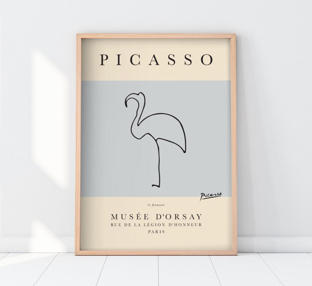 Picasso Blue Flamingo Art Print, Minimalist Picasso Exhibition Poster ...
