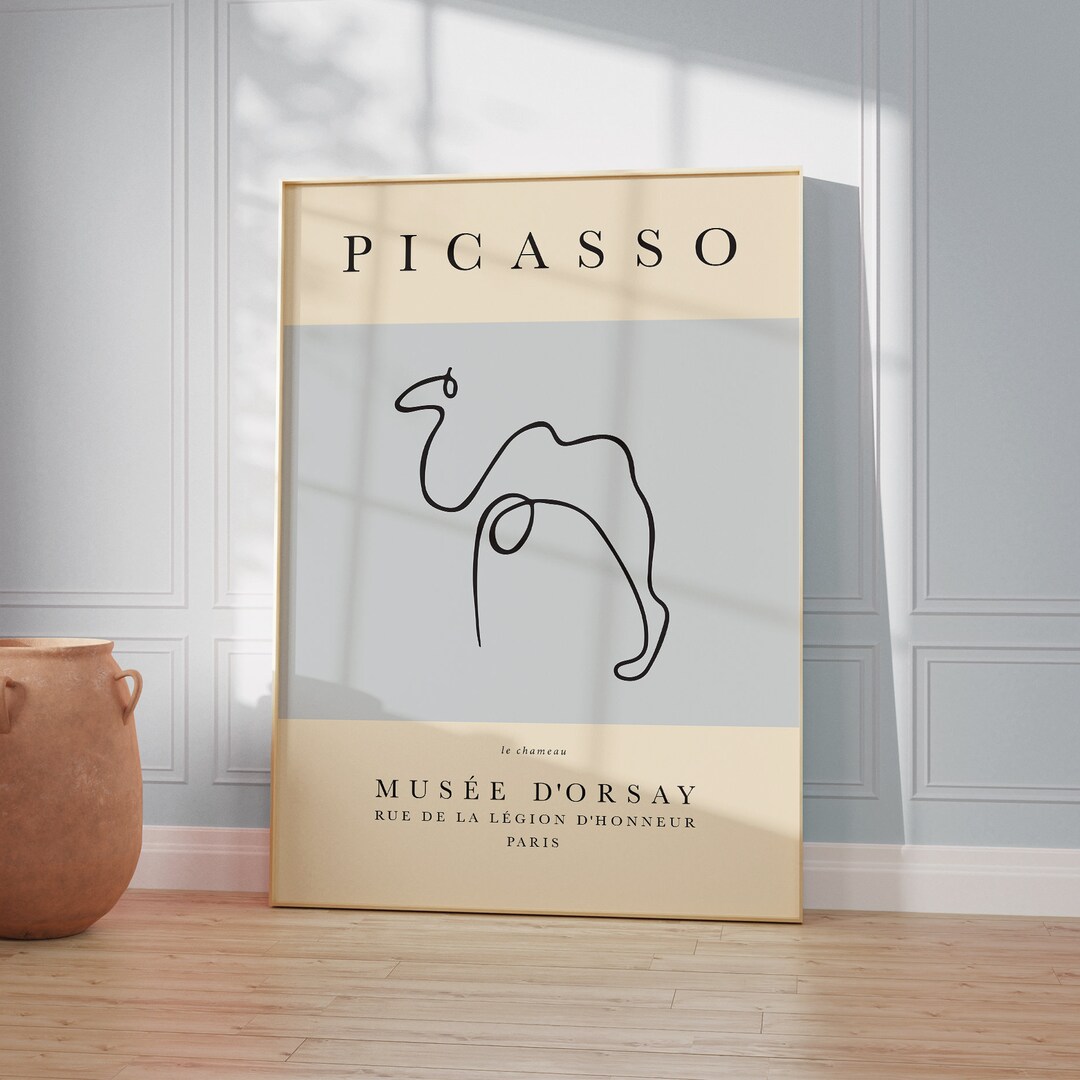 Picasso Camel Line Art Print, Minimalist Picasso Exhibition Poster, Line Drawing Camel, Vintage ...
